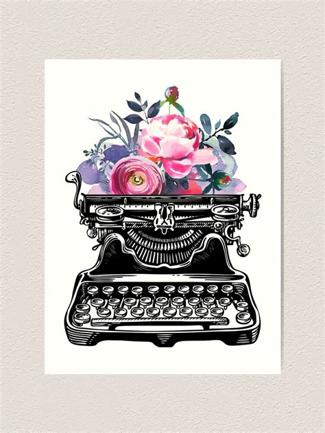 Vintage Typewriter Watercolor Flowers Flowers Watercolor Writer
