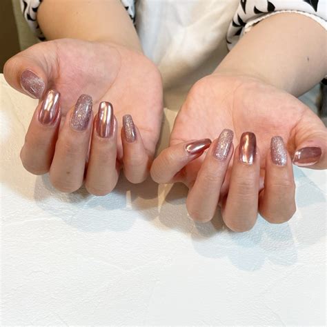 ワンカラーネイルモーブピンクミラーネイルユニコーンマグネットワントーンネイル 門真市のネイルサロン【kiko Nail】