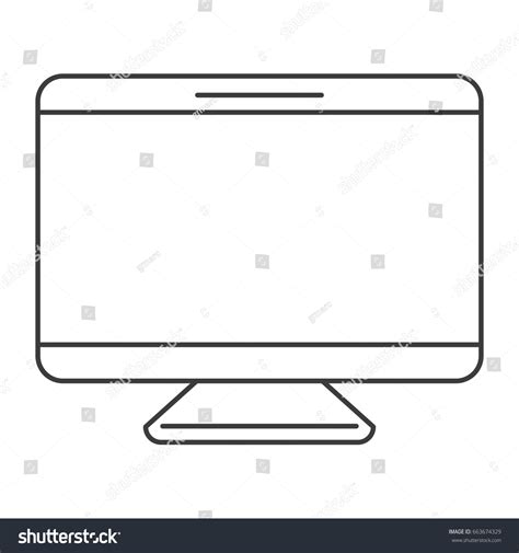 Monochrome Silhouette Screen Monitor Vector Illustration Stock Vector Royalty Free