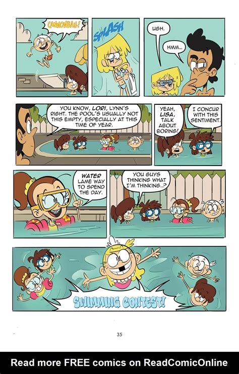 Shirtless Drawn Cartoon Boys Men Lincoln Loud Lynn Loud Sr Bobby Santiago In Swimming Trunks