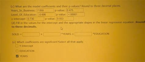 Solved C ﻿what Are The Model Coefficients And Their