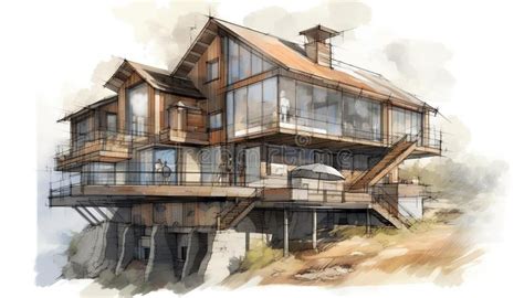 Diseño Y Boceto Arquitectónico Stock De Ilustración Ilustración De