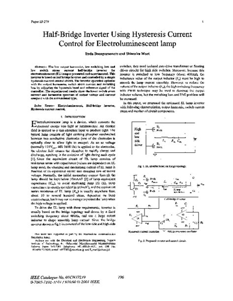 Pdf Half Bridge Inverter Using Hysteresis Current Control For