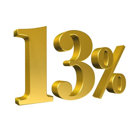 13 Percent Gold Number Thirteen 3D Rendering 8506494 PNG
