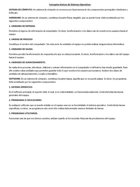 Actividad Conceptos Basicos So Pdf Sistema Operativo Hardware