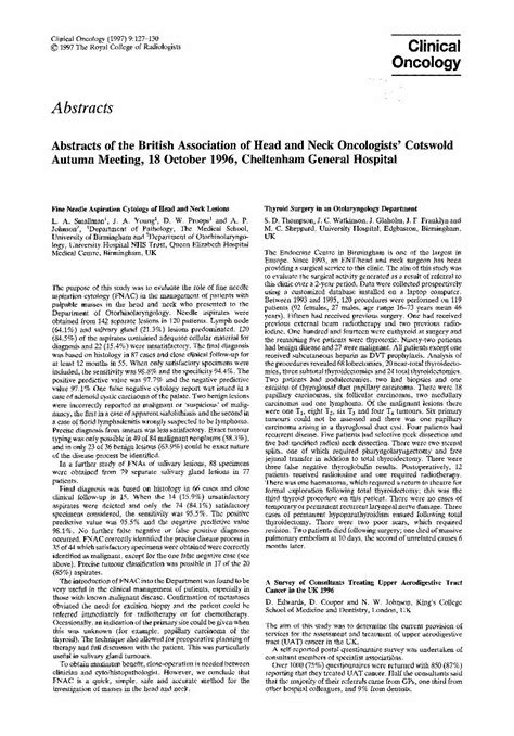 Pdf Fine Needle Aspiration Cytology Of Head And Neck Lesions