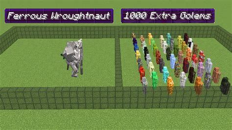 1000 Extra Golems Vs 1 Ferrous Wroughtnaut Minecraft Mob Battle Youtube