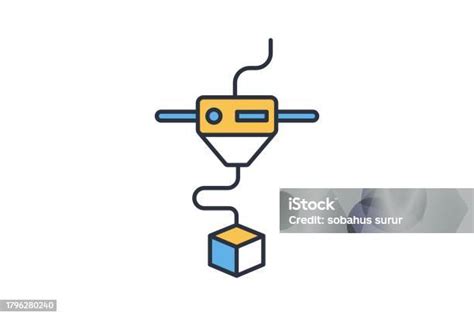 3d 프린팅 아이콘입니다 작동 중인 3d 프린터 인공 지능 3d 프린팅 기술 및 맞춤형 생산과 관련된 아이콘입니다 플랫 라인 아이콘 스타일입니다 편집 가능한 간단한 벡터