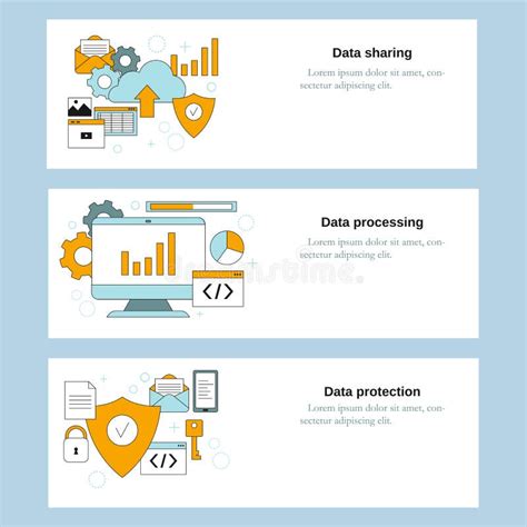 Data Sharing Data Processing Data Protection Stock Vector