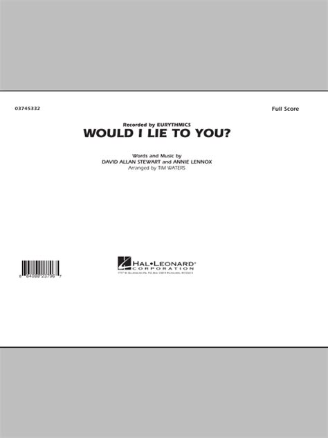 Would I Lie To You Full Score By Tim Waters Sheet Music For Marching