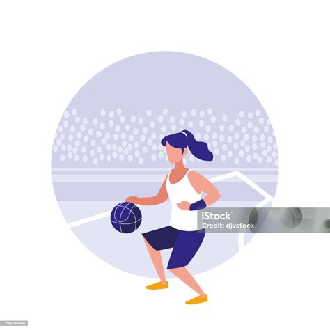 농구 아바타 캐릭터를 연습하는 여자 강사에 대한 스톡 벡터 아트 및 기타 이미지 강사 개념 건강한 생활방식 Istock