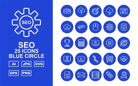 25 Premium Seo Blue Circle Icon Set 157067 Templatemonster