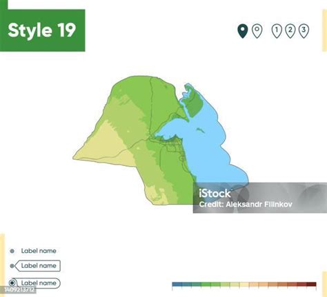 Kuwait High Detailed Physical Map Vector Map Dem Map向量圖形及更多俄羅斯圖片 Istock