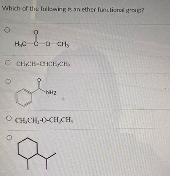 Answered Which of the following is an ether functional group O O CHÍCH CHCH CH O H₂C C O CH