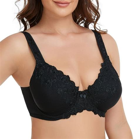 Womens Sexy Lace Embroidered Bras Full Coverage Unlined Underwire Plus