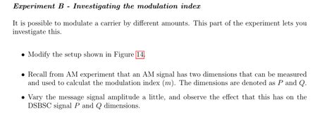 Experiment B Investigating The Modulation Index It Chegg