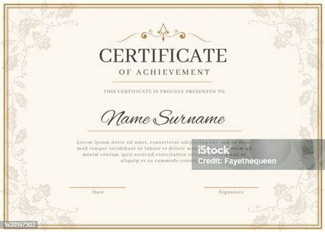 Elegant Certificate Template Ornamental Certificate Template向量圖形及更多文憑圖片