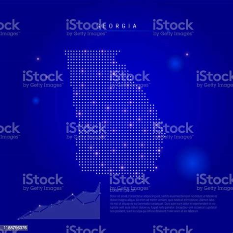 빛나는 점으로 조지아 미국 주 조명지도 어두운 파란색 공간 배경입니다 벡터 일러스트레이션 0명에 대한 스톡 벡터 아트 및 기타