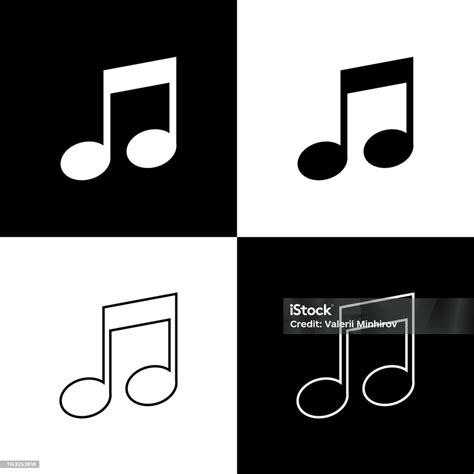 設置音樂音符 在黑色和白色背景上隔離的音調圖示線條輪廓和線性圖示向量插圖向量圖形及更多eighth Note圖片 Eighth Note
