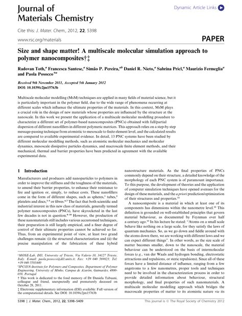 Pdf Size And Shape Matter A Multiscale Molecular Simulation Approach
