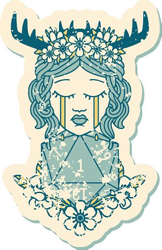 우는 인간 드루이드의 그런지 스티커와 자연스러운 것 D20 롤 굴리기에 대한 스톡 벡터 아트 및 기타 이미지 굴리기 드루이드교 마음이 산란해진 Istock