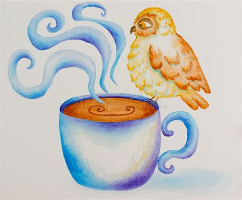 Кофе Latte Иллюстрация акварели нарисованная рукой изолированная на