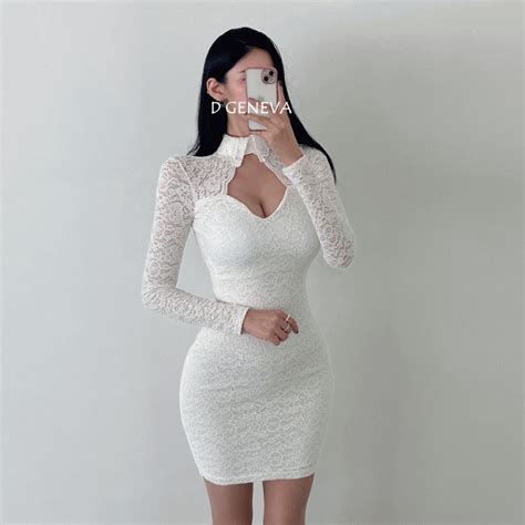 당일3color 국내생산 트임 카라 레이스 슬림핏 미니 Ops 고퀄 스판 신축성 캡내장 뒷지퍼o 파티룩 페스티벌 호캉스룩 데이트룩 섹시룩 글램룩 원피스 시스루 쫀쫀