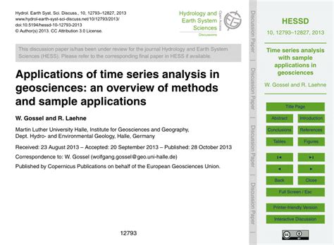 pdf applications of time series analysis in geosciences an overview