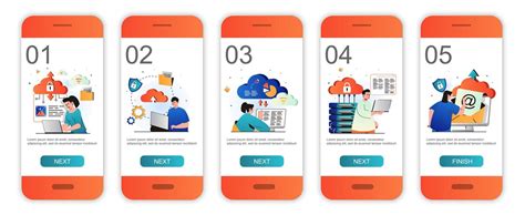 Premium Vector Cloud Computing Concept Onboarding Screens For Mobile App Templates Data