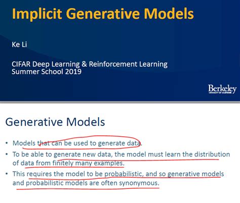 Implicit Generative Models Generative Model → Understands The By