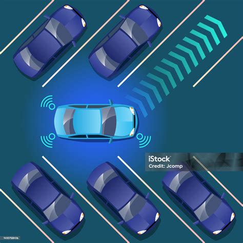 Sensor Nirkabel Otomatis Mobil Pintar Otonom Yang Melaju Di Jalan Raya