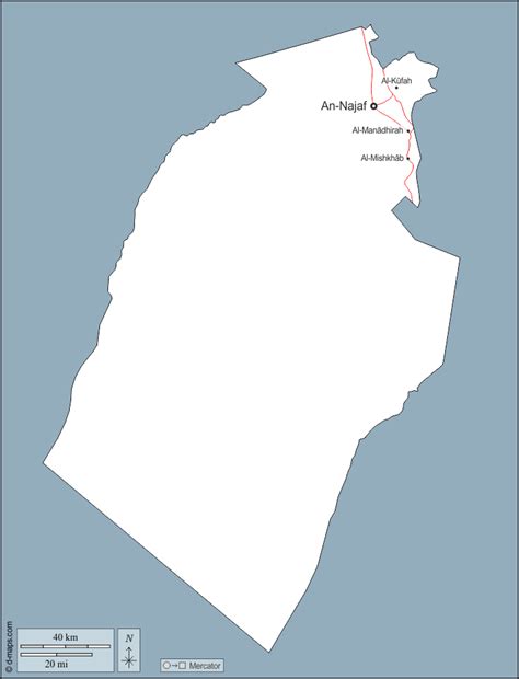 محافظة النجف خريطة مجانية خريطة خاليه من الفراغ خريطة الخطوط العريضة خريطة القاعدة الحرة