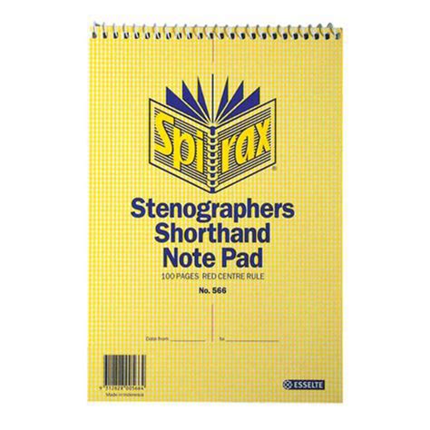 Spirax No 566 Stenographer Shorthand Notepad 100 Page
