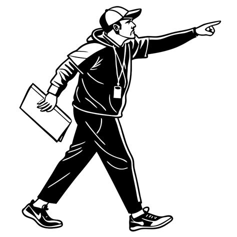 Football Coach Black And White Clipart Free Png Svg Vector