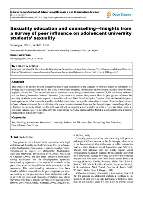Pdf Sexuality Education And Counselling—insights From A Survey Of