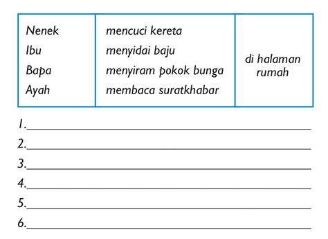 Latihan Membina Ayat Tahun 1 Bina Ayat Tahun 2 1 Alberta Marchesi