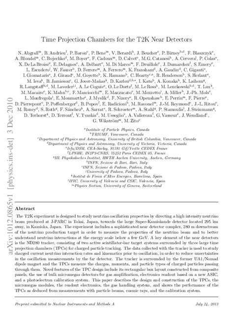Pdf Time Projection Chambers For The T2k Near Detector