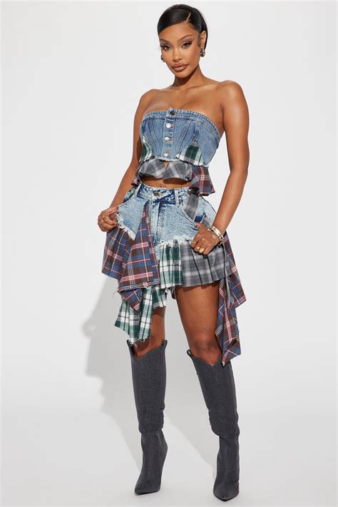 Rad In Plaid Skirt Medium Wash Fashion Nova