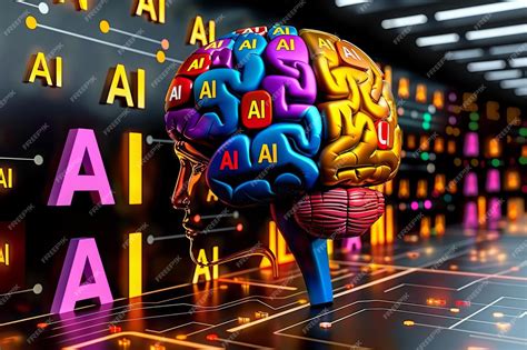 AI Brain Illustration with Glowing Lights Advanced Neural Networks Concept Futuristic Artificial ...