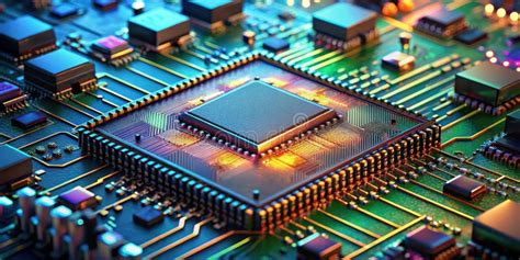Close Up View Of A Central Processing Unit Integrated Into A Complex Circuit Board Generative