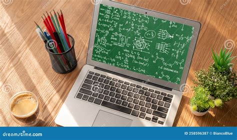 Mathematic Equations And Modish Formula On Computer Screen Stock Image Image Of Algebra Math