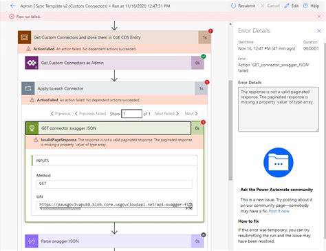 [bug] admin sync template v2 custom connectors errors on get