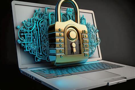 Concept Of Cyber Security Locked Padlock On The Laptop Stock Illustration Illustration Of