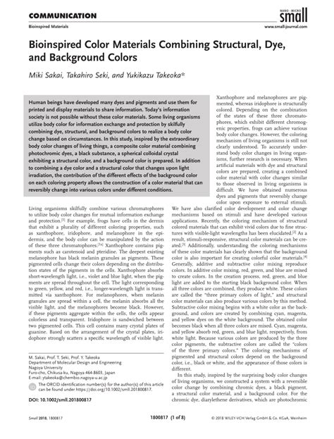 Pdf Bioinspired Color Materials Combining Structural Dye And