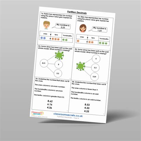 Year 4 Partition Decimals Reasoning And Problem Solving Resource