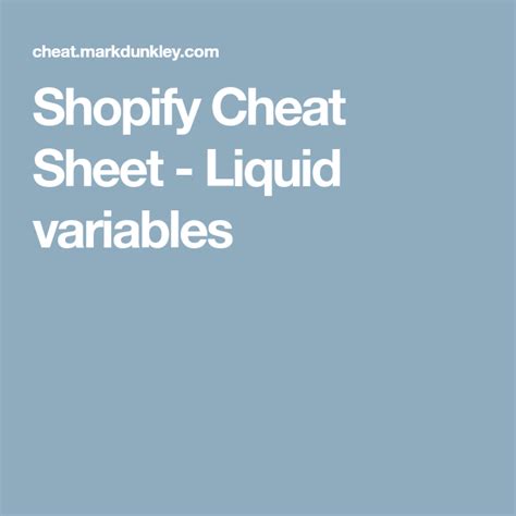 shopify cheat sheet liquid variables cheat sheets cheating variables