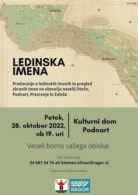 Vabilo na predavanje o ledinskih imenih Občina Radovljica MojaObčina si