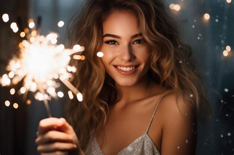 Premium Ai Image Beautiful Woman With Sparkles Illustration Ai