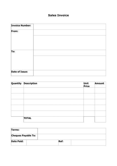 Sales Invoice In Word And Pdf Formats