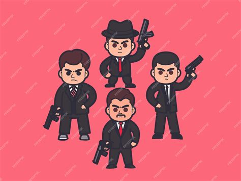 Ilustración De La Mafia De Dibujos Animados Vector Premium Generado
